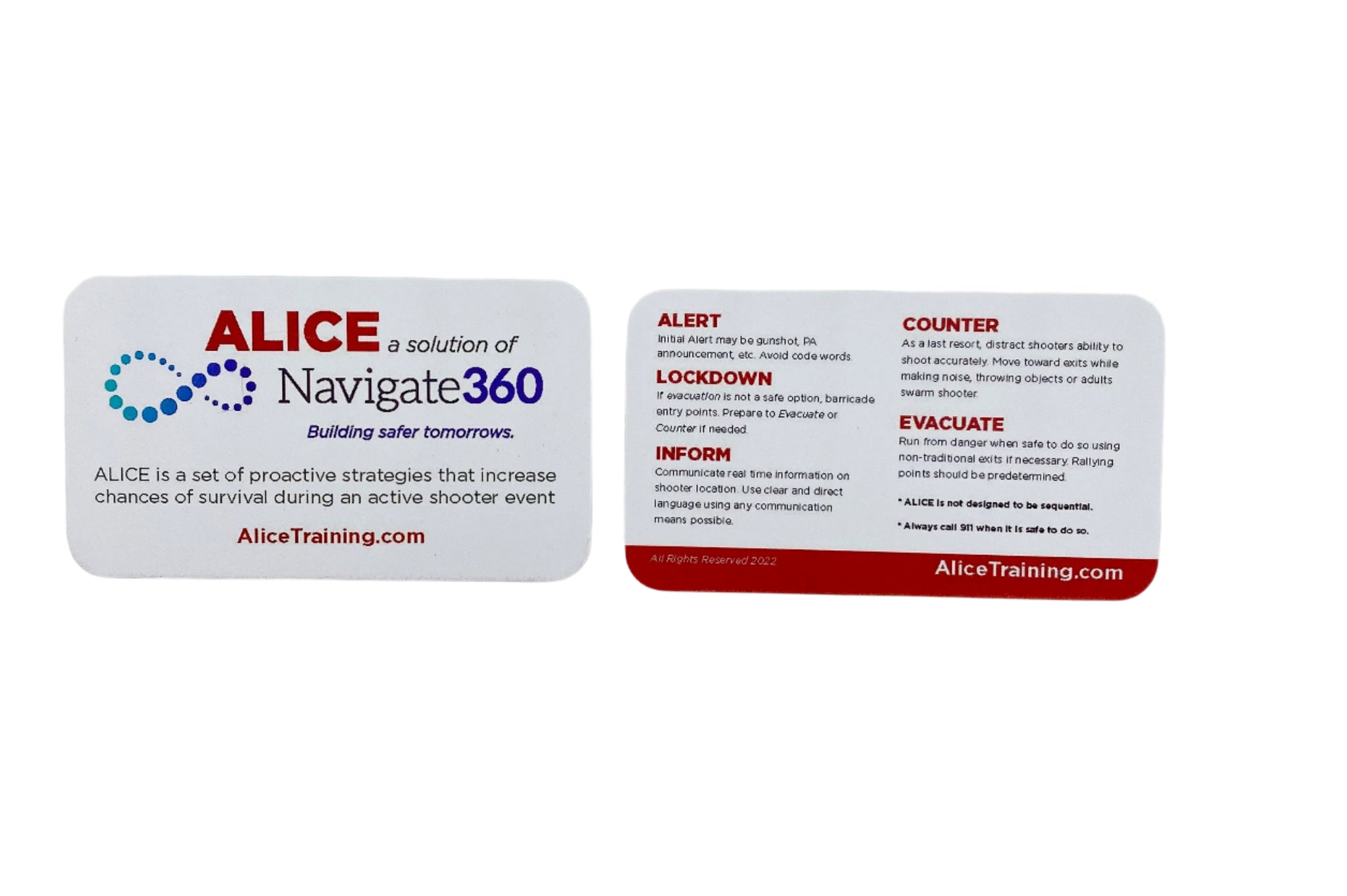 ALICE Wallet Card 3.5" x 2.5" (pack of 50) – Navigate360